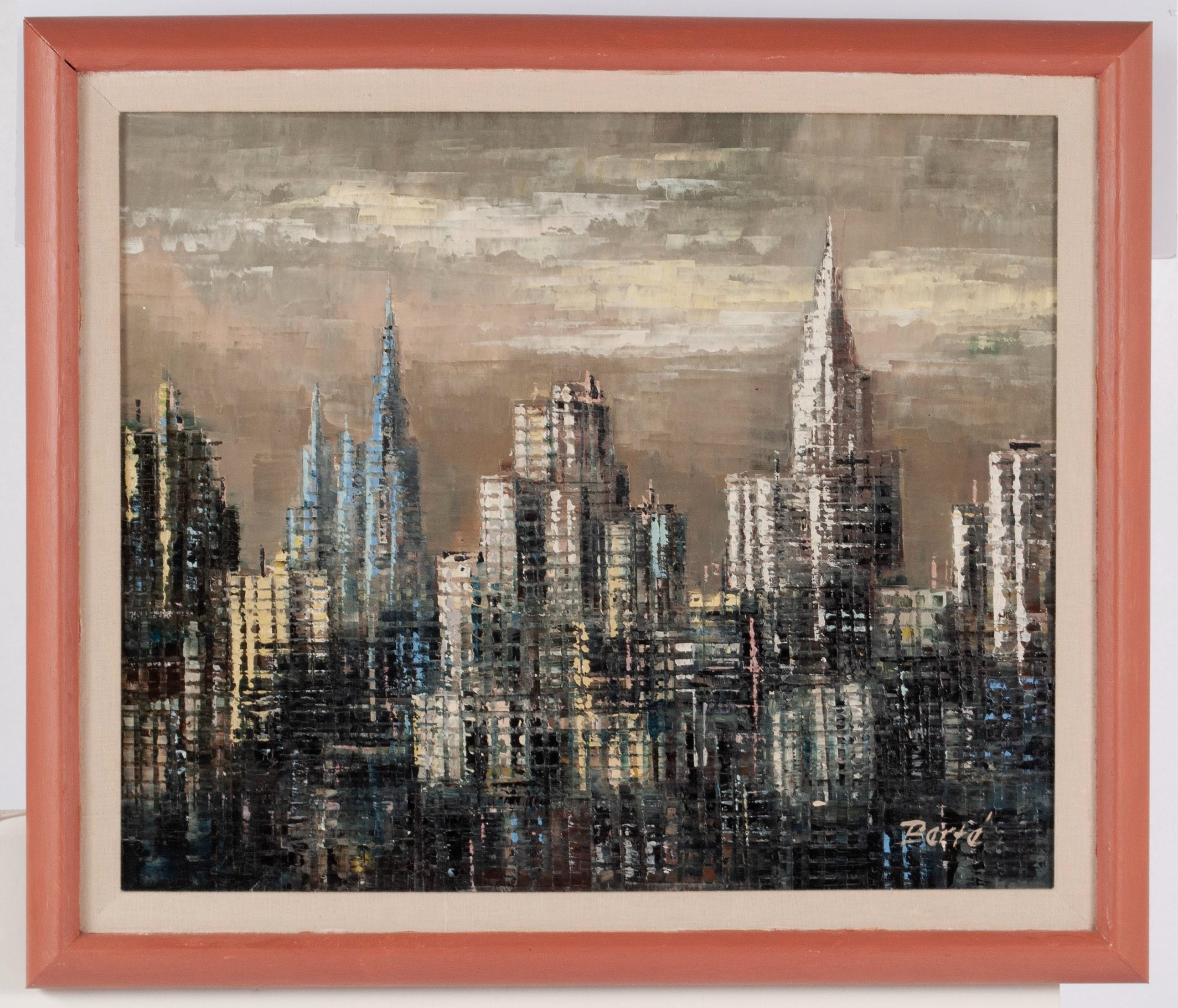 Henri Berte | A dark and shark urban city skyline (1921) | MutualArt