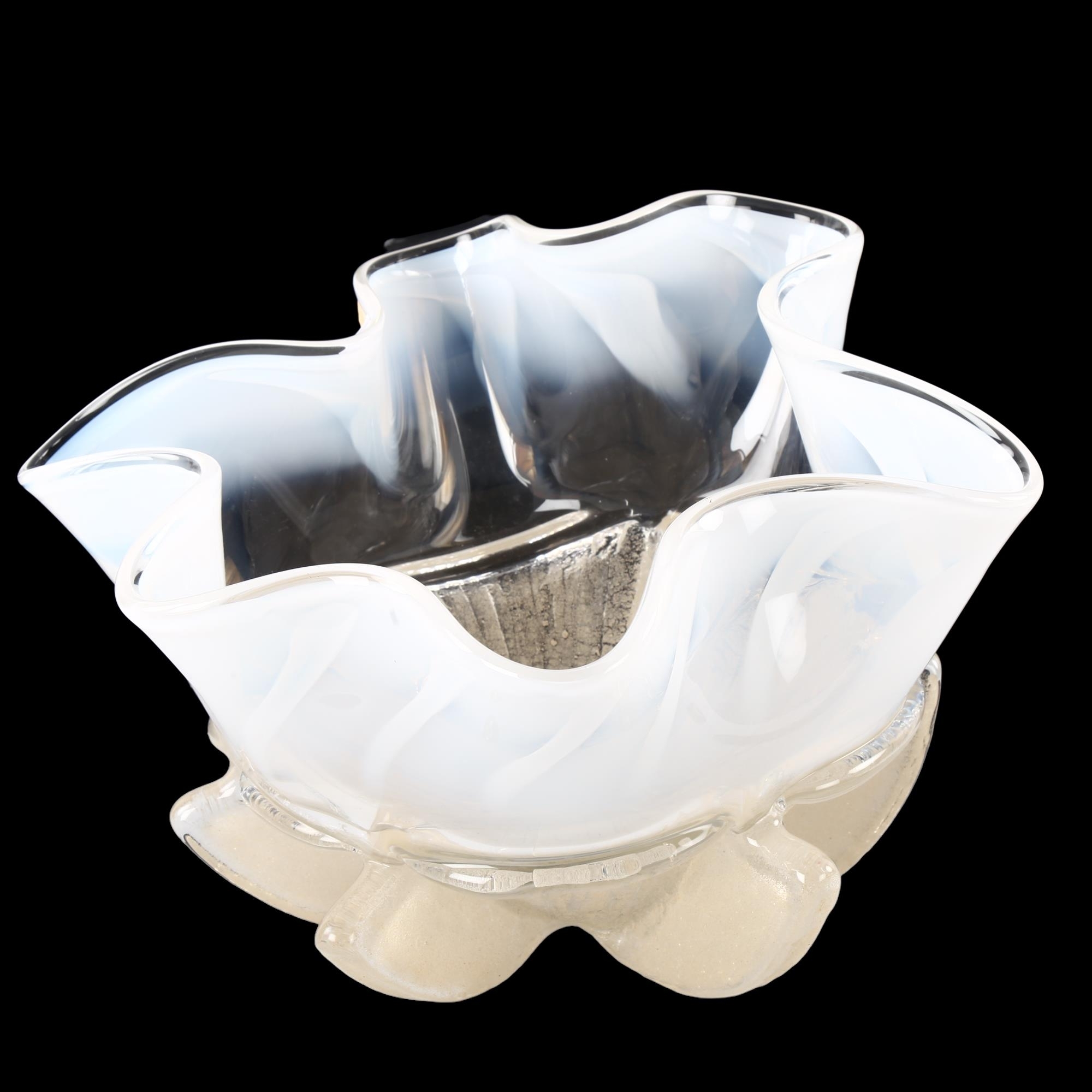 Neal Drobnis | a cast and worked white glass bowl (2008) | MutualArt
