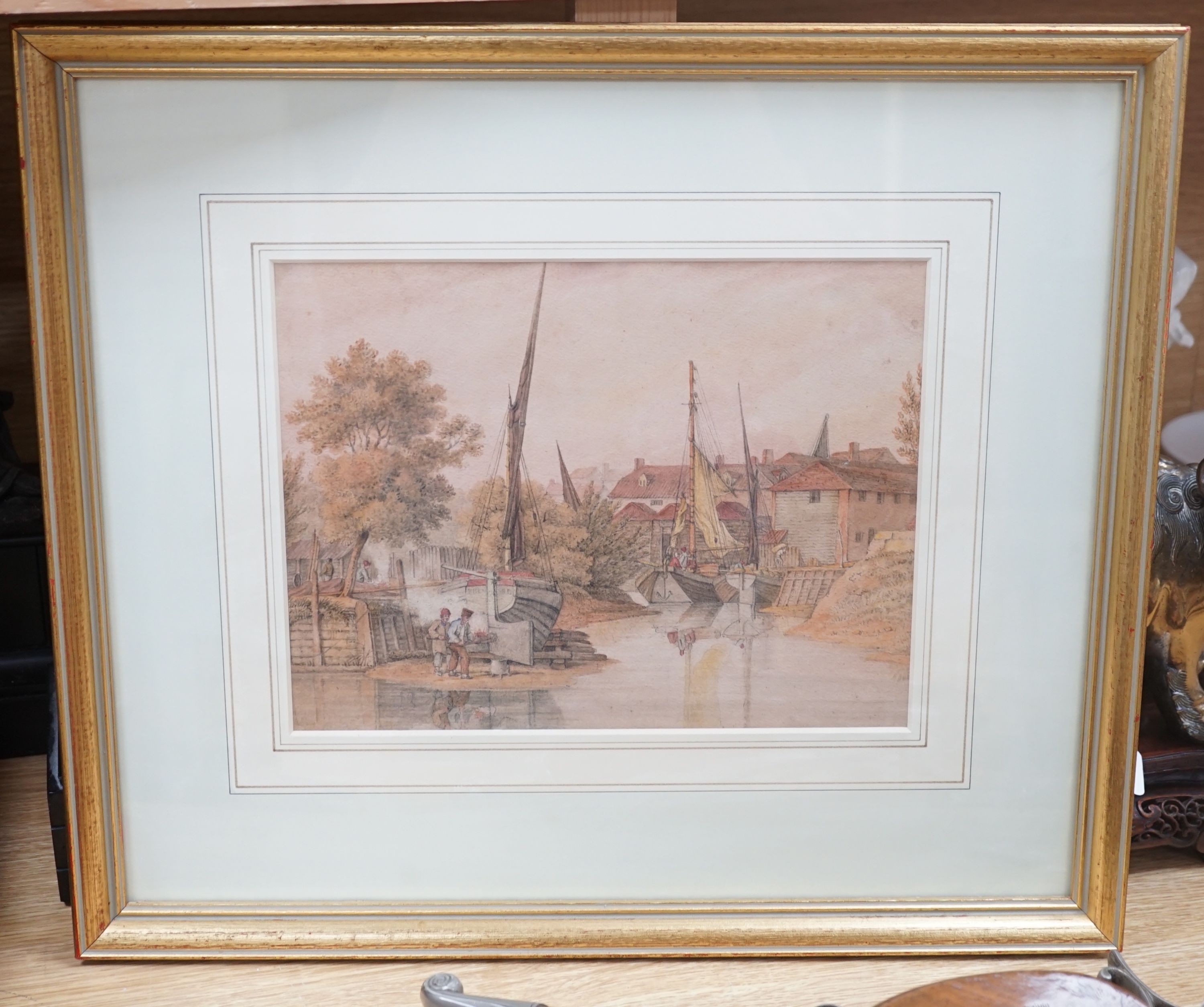 George Shepheard | Boatyard on the Thames at Brentford | MutualArt