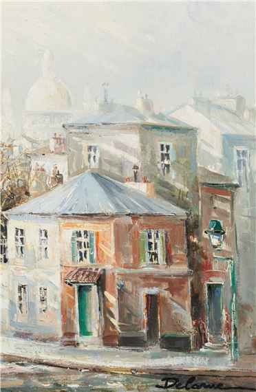 Lucien Delarue | Lucien Delarue O/C Parisian Street Scene Painting, Rue ...