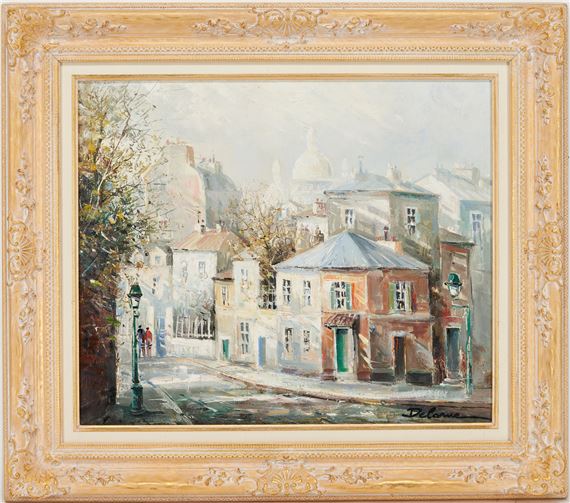 Lucien Delarue | Lucien Delarue O/C Parisian Street Scene Painting, Rue ...