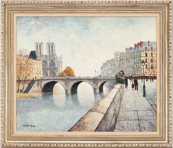 Louis Dali | Louis Dali O/C Paris Scene, Pont St. Michel Notre Dame ...
