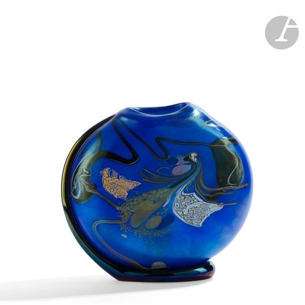 Robert Pierini | Glass vase blown on a foot in glass cord with ...