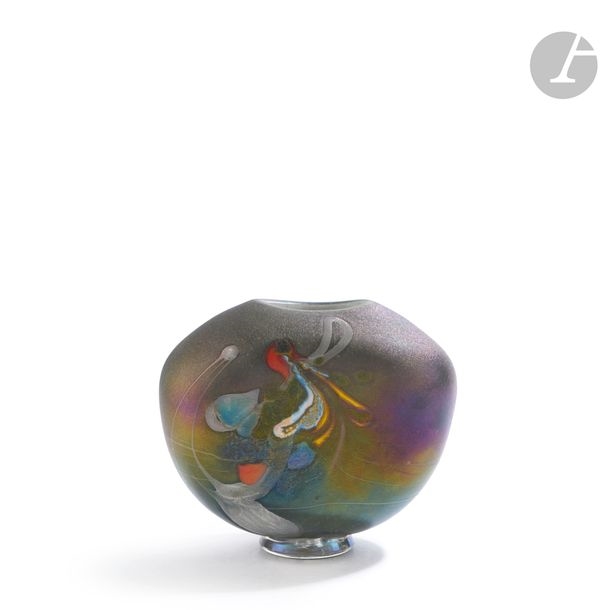 Robert Pierini | Glass vase blown on pedestal with polychrome ...