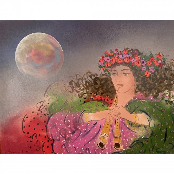 Giorgos Stathopoulos | Girl with flute (1991) | MutualArt