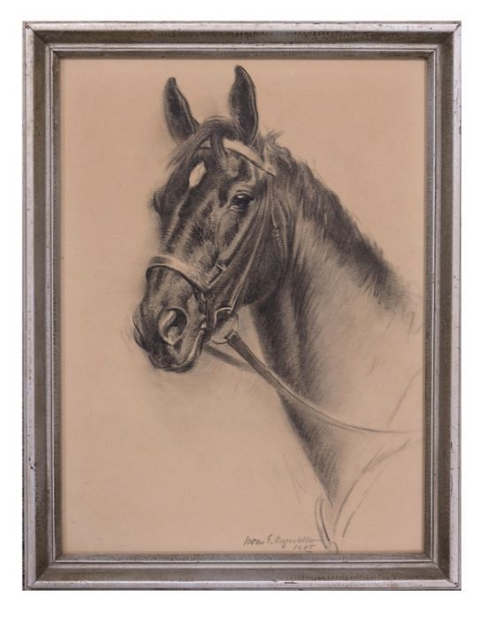 Iwan Edwin Hugentobler | illustration of a horse head (1945) | MutualArt