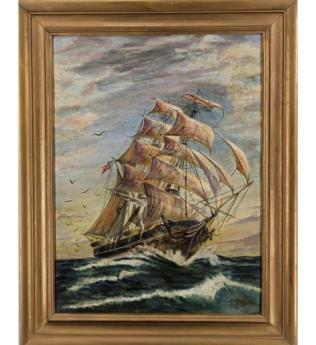 William Frederick Paskell | A Seascape Oil Painting Signed T. Balley ...