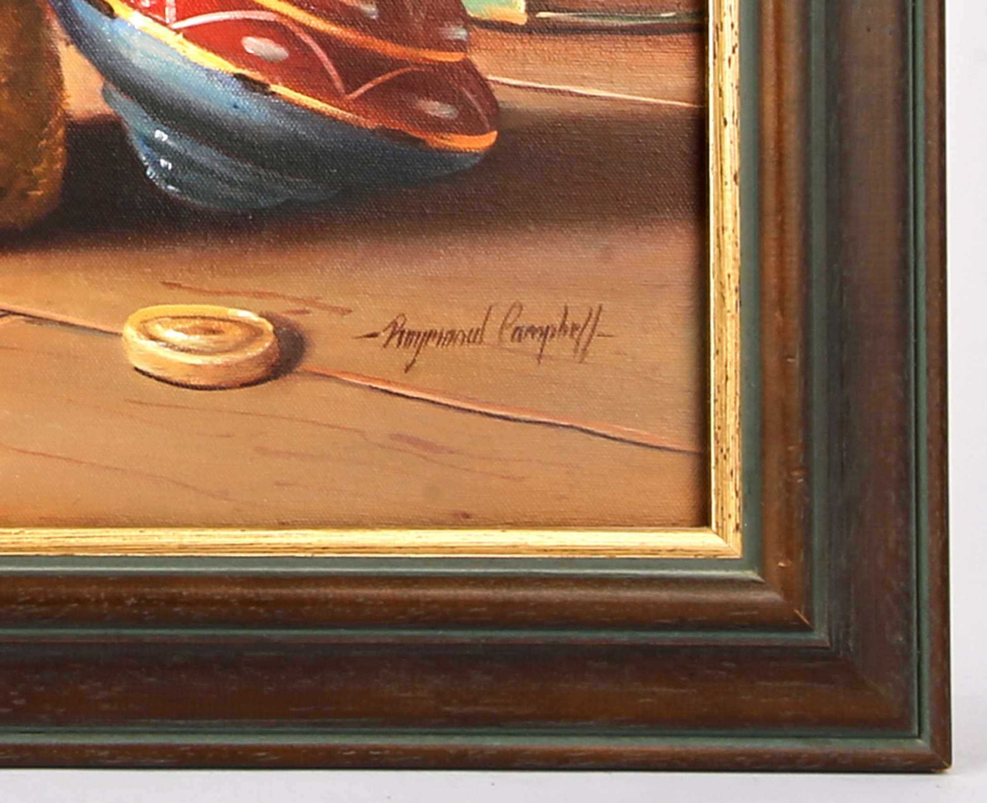 Raymond Campbell | Still life with teddy bears and cricket bat | MutualArt