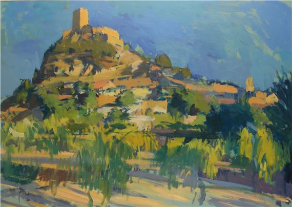 European School, 20th Century | Mediterranean landscape with hilltop ...