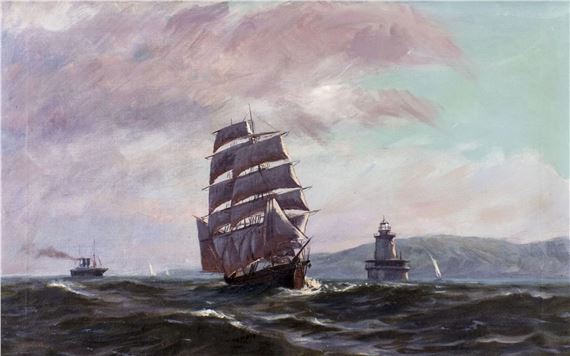 Wesley E. Webber | Seascape with Sail Ship | MutualArt