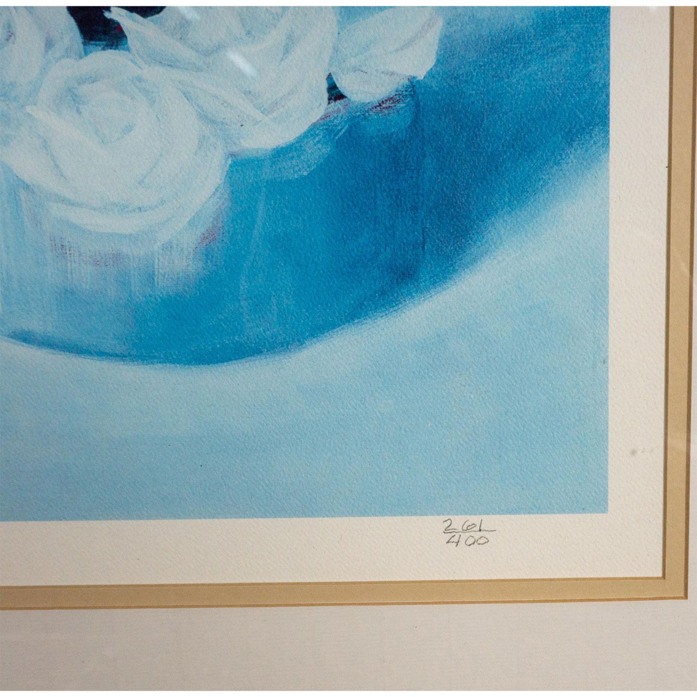 Kathy Dench Haines | Depicts a vase of flowers in shades of blue ...