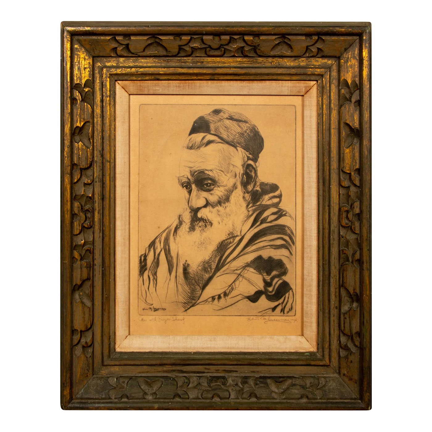 Elias M. Grossman | Vintage Judaica Portrait of a Man with Prayer Shawl ...