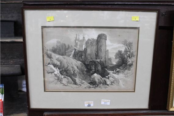 James Duffield Harding | Castle and Ruins on The Moselle (1860) | MutualArt