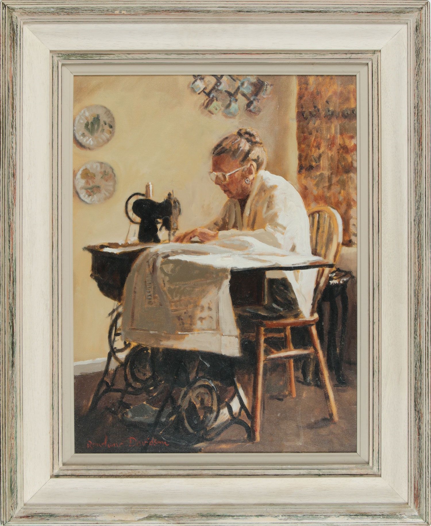 Rowland Davidson | GRANDMA SEWING | MutualArt