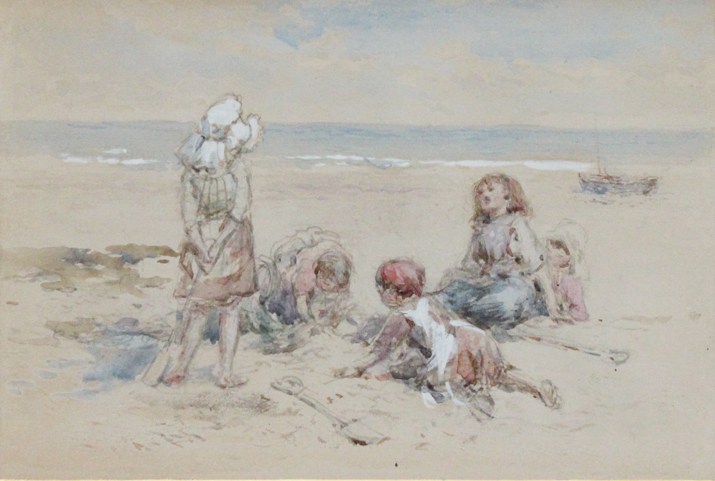 Myles Birket Foster | Beach scene with children playing in the sand ...