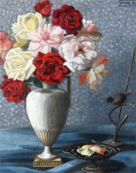 Alphonse Antoine Rodet | Nature morte au bouquet de roses | MutualArt