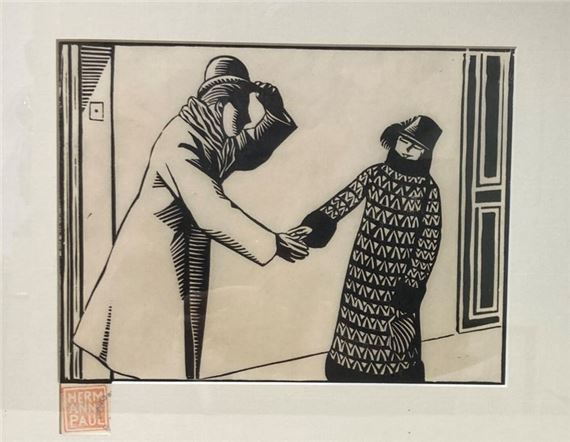 Paul Hermann | HERMANN PAUL Couple greeting each other Ink... - Lot 339 ...