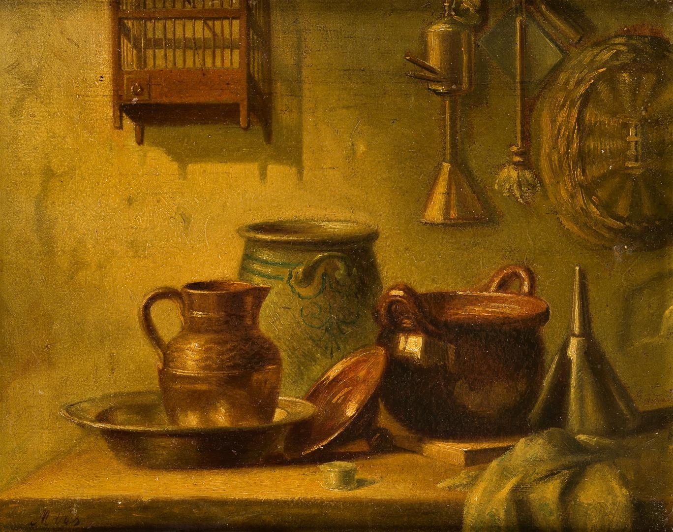 Maria Vos | Still life with a goldfish bowl and various papers on a ...