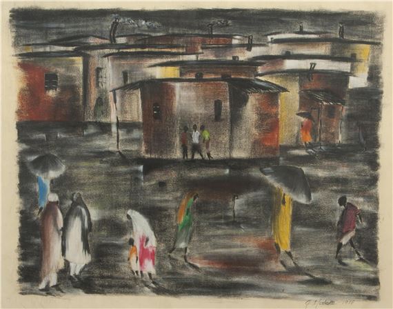 Joe Maseko | ) TOWNSHIP SCENE (1966) | MutualArt