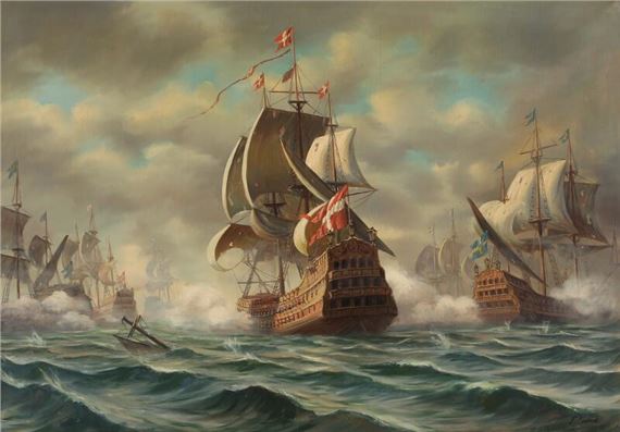 F. Lund | The battle in Koege Bay 1677 with Niels Juel's Ship ...