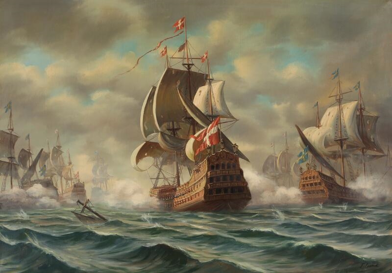 F. Lund | The battle in Koege Bay 1677 with Niels Juel's Ship ...