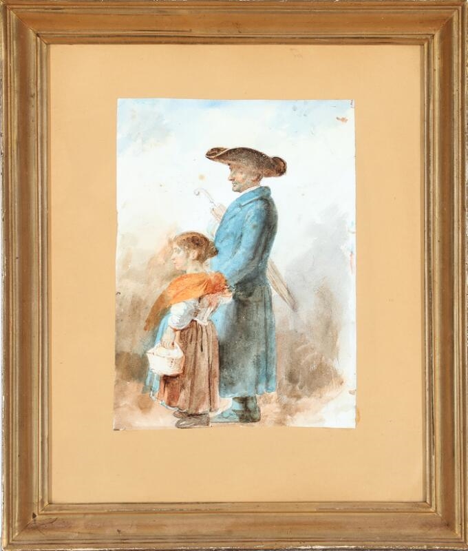 Ernst Ahron Meyer | An Italian gentleman walking with a girl by his ...