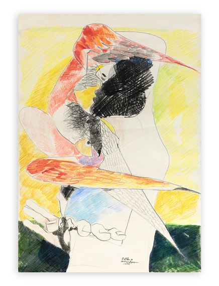 Ennio Calabria | Studio per figura con volatile (1971) | MutualArt