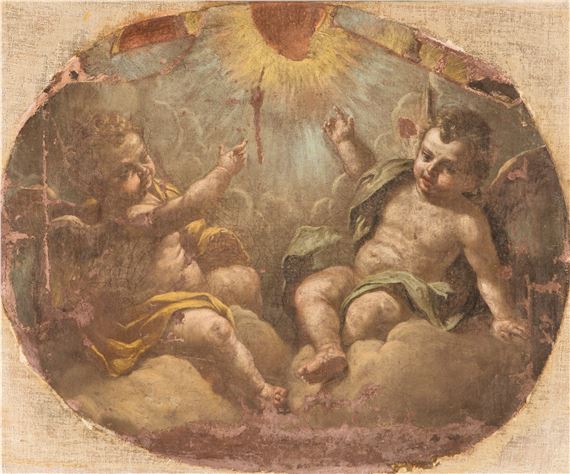 Lombard School, 17th Century | Coppia di puttini su nubi | MutualArt