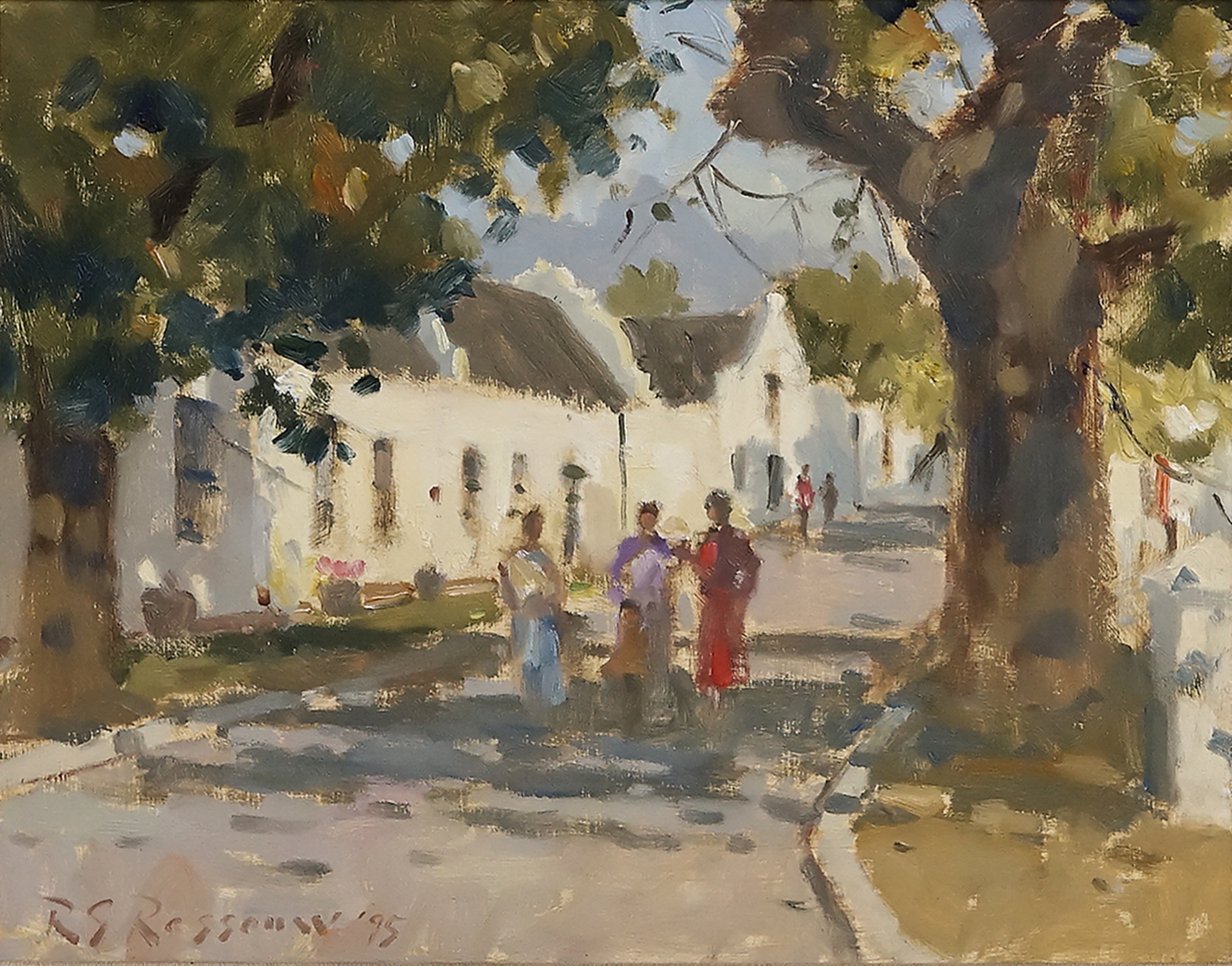 Roelof Rossouw | FIGURES WALKING DOWN A SHADED PATH | MutualArt
