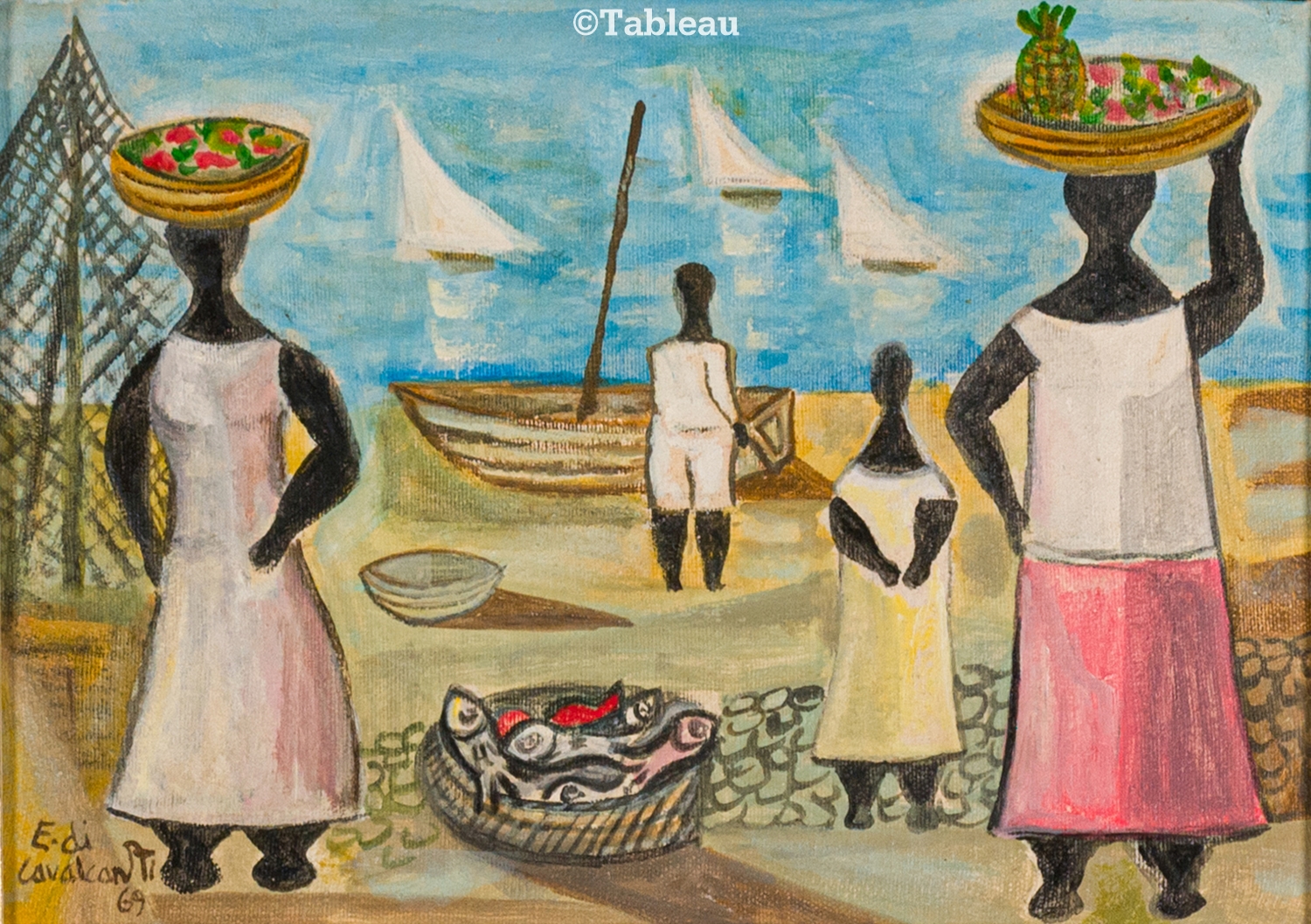 Emiliano di Cavalcanti | Figuras e marinha (1969) | MutualArt