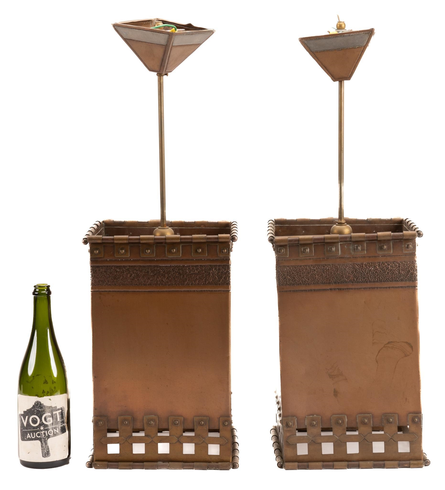 Issac Maxwell | Pair of Copper Hanging Light Fixtures | MutualArt