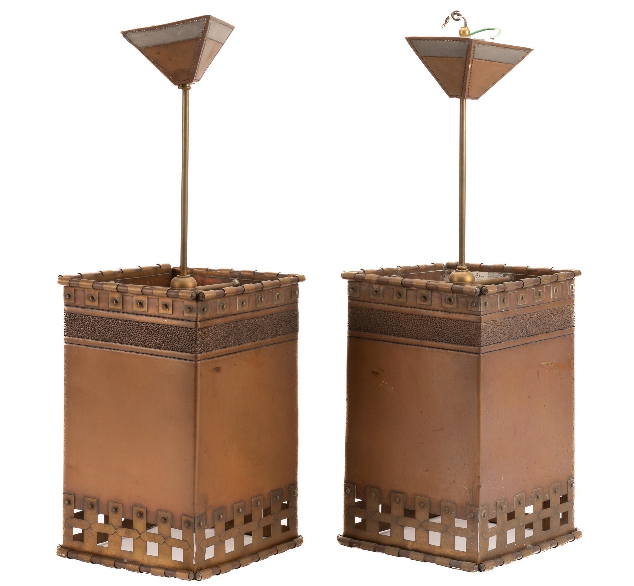 Issac Maxwell | Pair of Copper Hanging Light Fixtures | MutualArt
