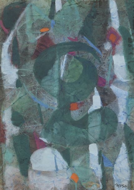 Isaac Lane Muse | Figure in Green Watercolor on crumpled paper ...