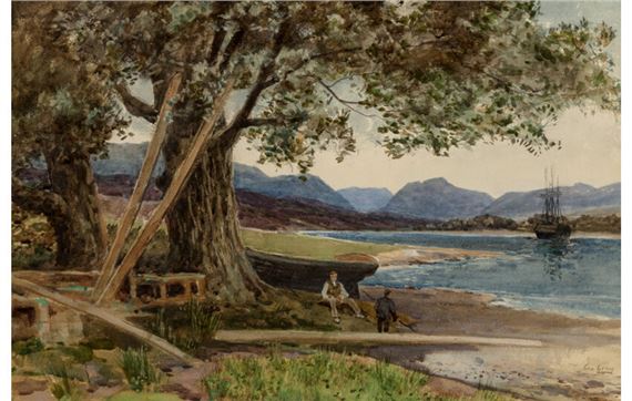 George Gray | Boy fishing from a stream | MutualArt