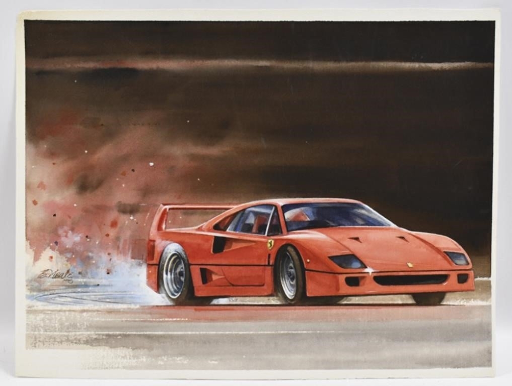 Bill Neale | Ferrari F40 Watercolor by Bill Neale | MutualArt