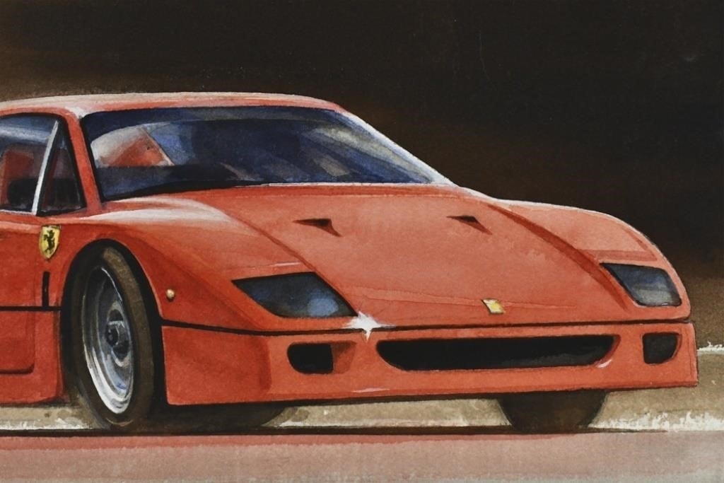 Bill Neale | Ferrari F40 Watercolor by Bill Neale | MutualArt