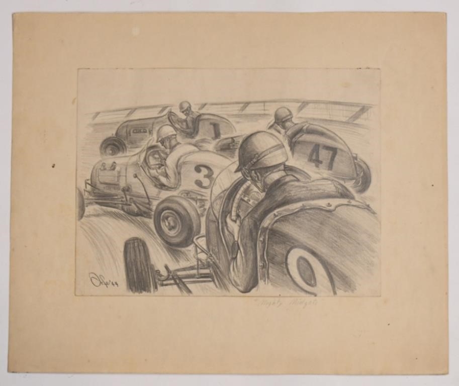 John Orfe | Original 1940s Midget Racing Poster Art By Orfe (1944 ...