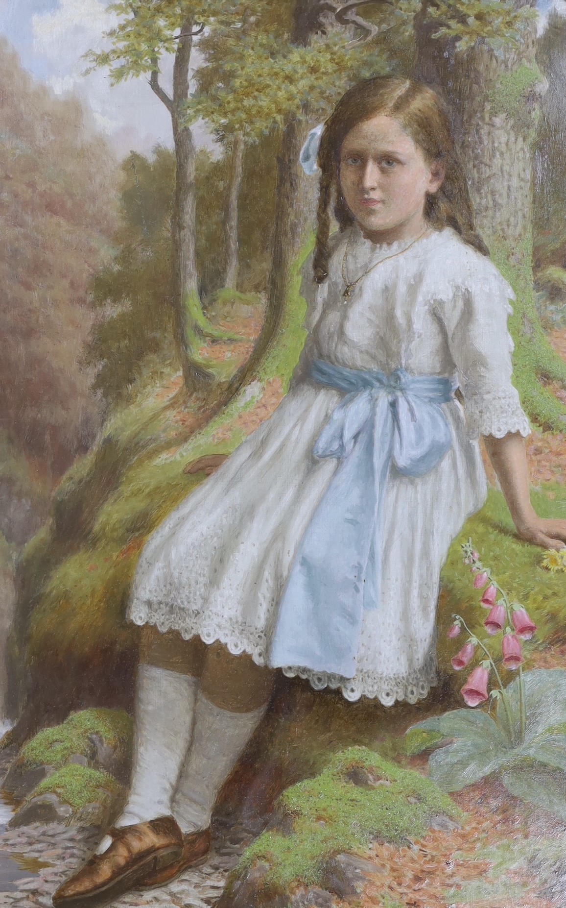 James Barnes | Girl seated in woodland | MutualArt