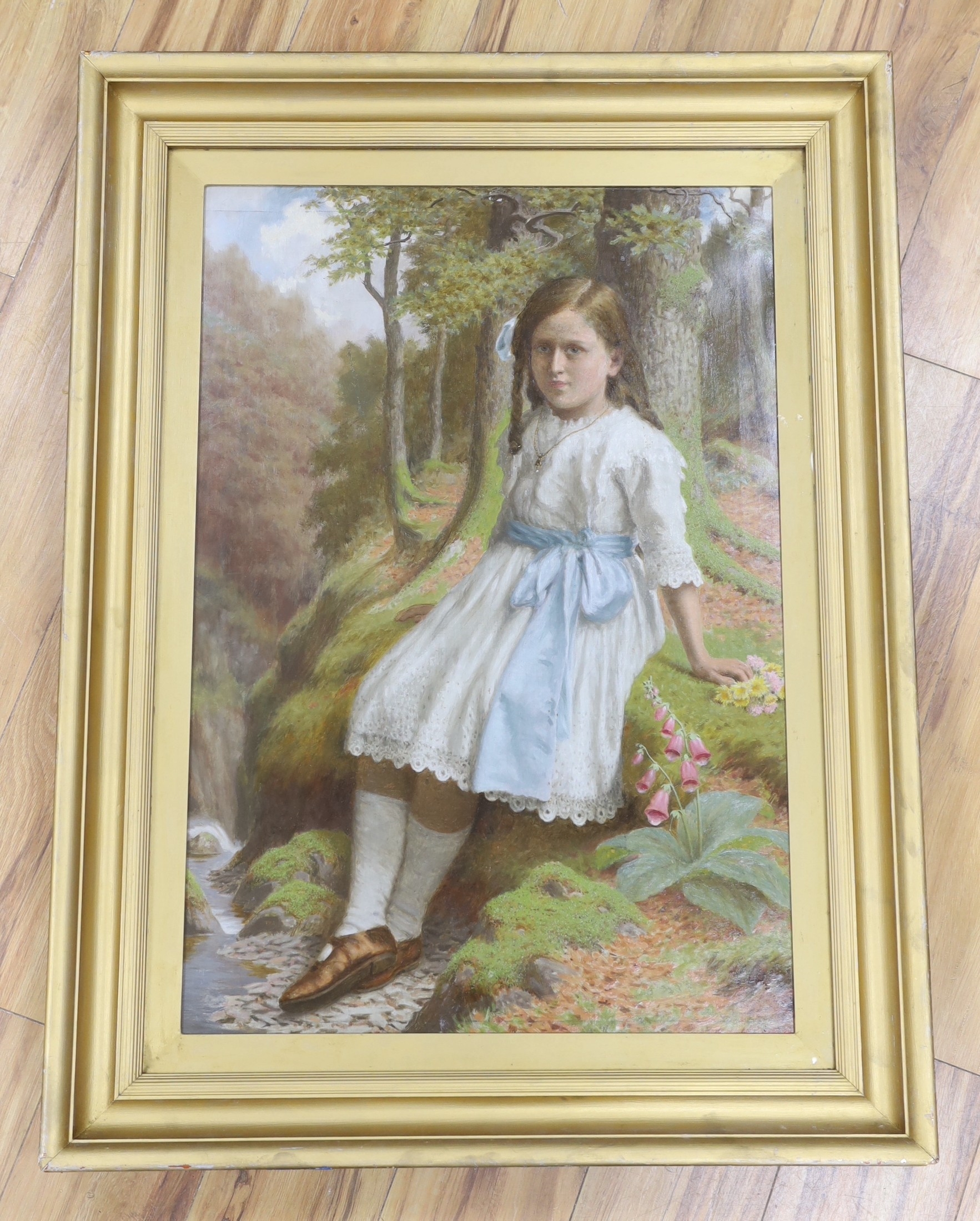 James Barnes | Girl seated in woodland | MutualArt