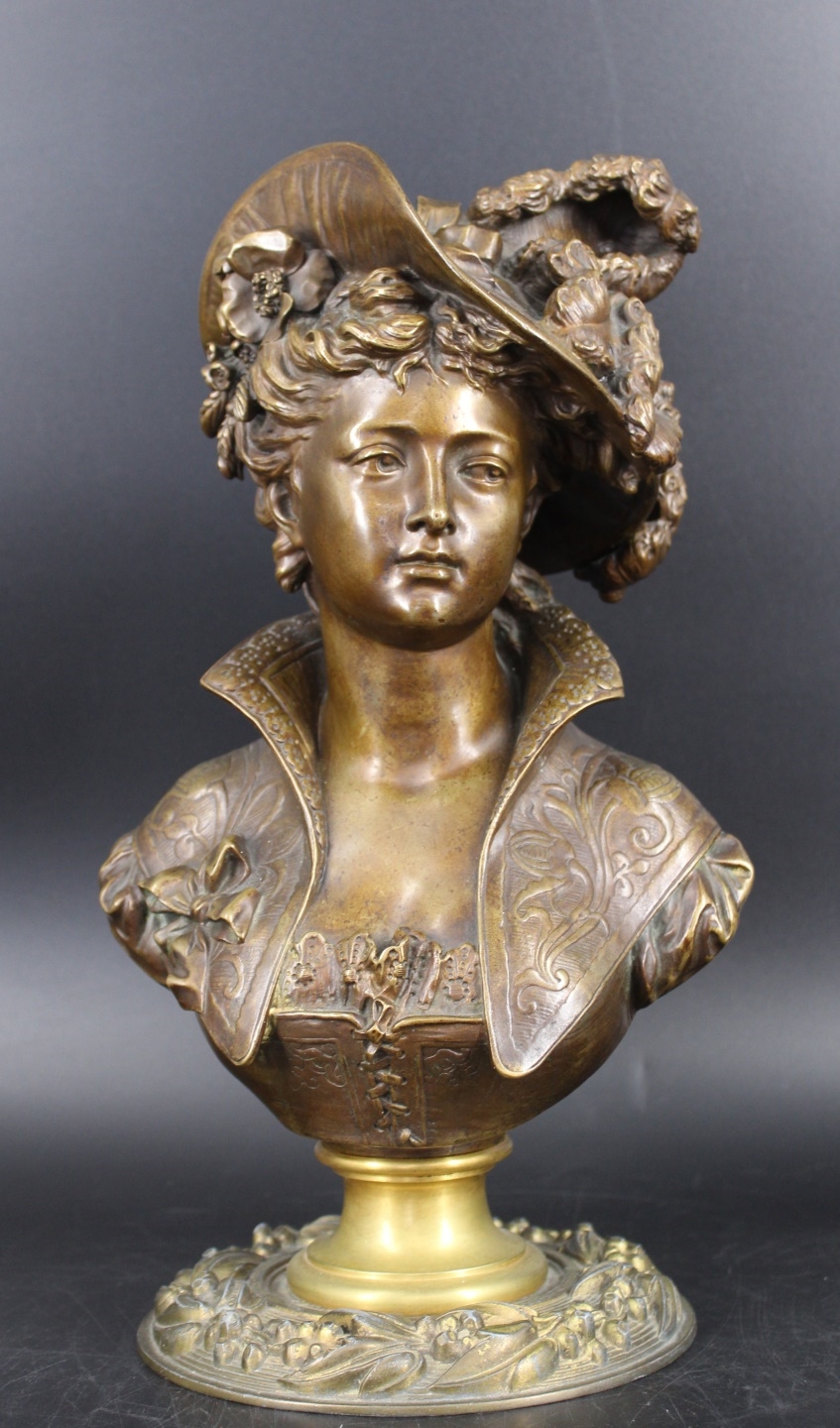 Jean-Louis Grégoire‏ | Bronze sculpture of a lady in a bonnet (1840 ...