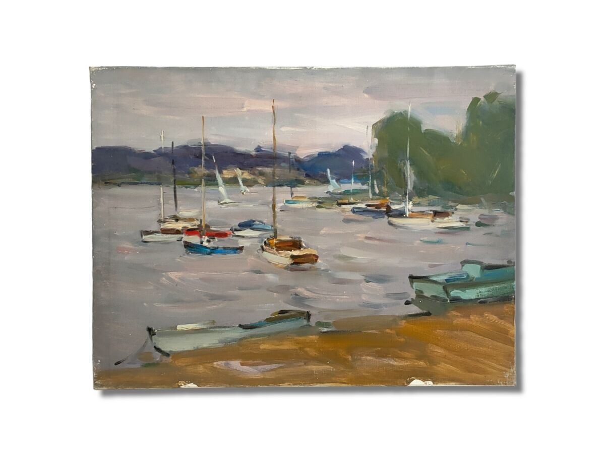 Henri Biard | 8-2001) Voiliers dans la baie Huile sur toile 46 x 61 cm ...