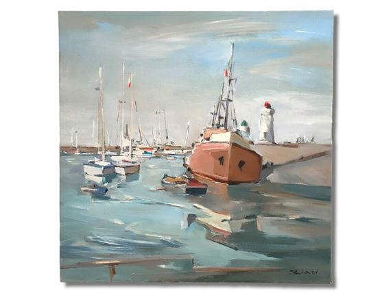 Henri Biard | 8-2001) Bateaux au port Huile sur toile signée en bas à ...