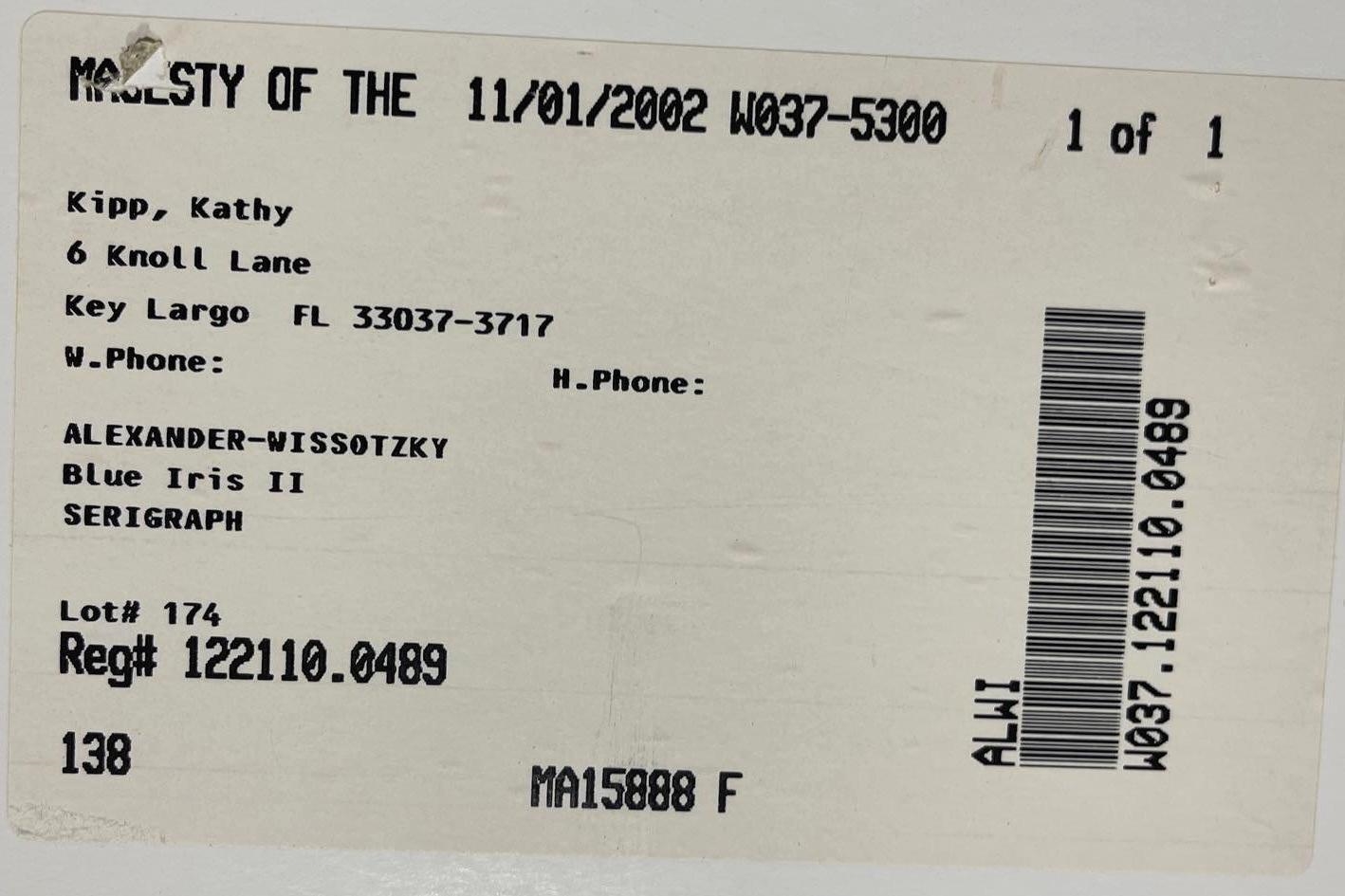 Alexander Wissotzky | Alexander Wissotzky Title: Blue Iris II - Serigraph, signed | MutualArt