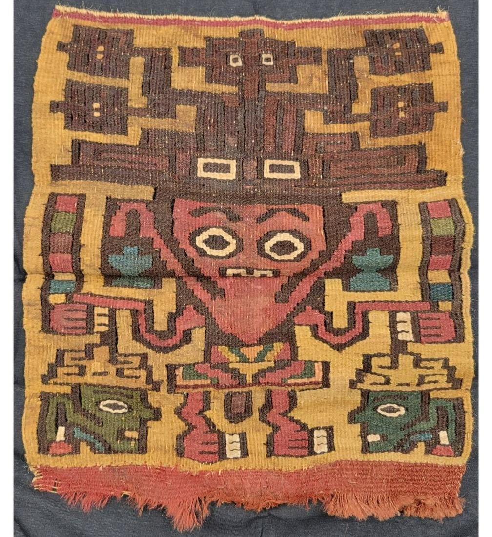 Unknown | A Pre Colombian Chimu Textile And Carved Wooden Figure ...
