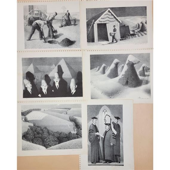 Grant Wood | Lot Of 6 Vintage Grant Wood Lithograph Prints | MutualArt