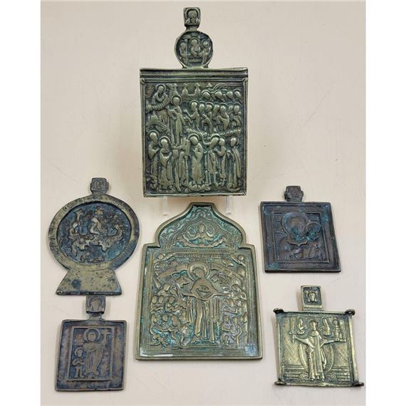 Unknown | Lot Of 6 Antique Russian Bronze Icons | MutualArt