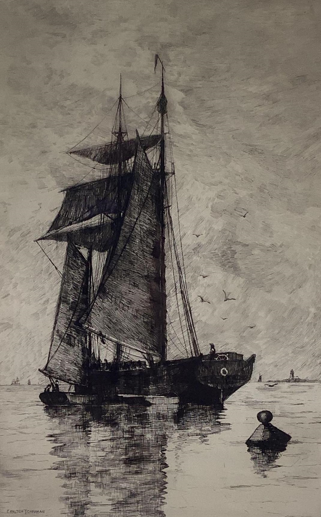 Carlton T. Chapman | Seascape with masted ship | MutualArt