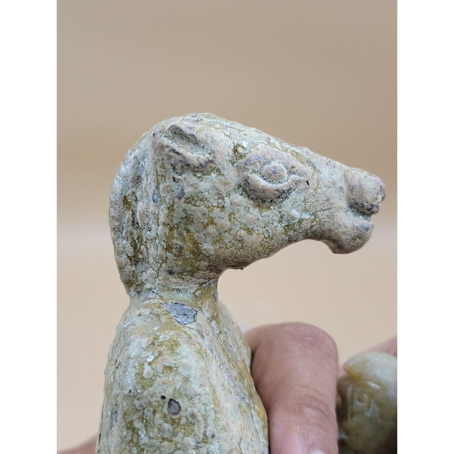 Unknown | A Han terracotta Zodiac sheep & jade Rhino w Glyphs. | MutualArt