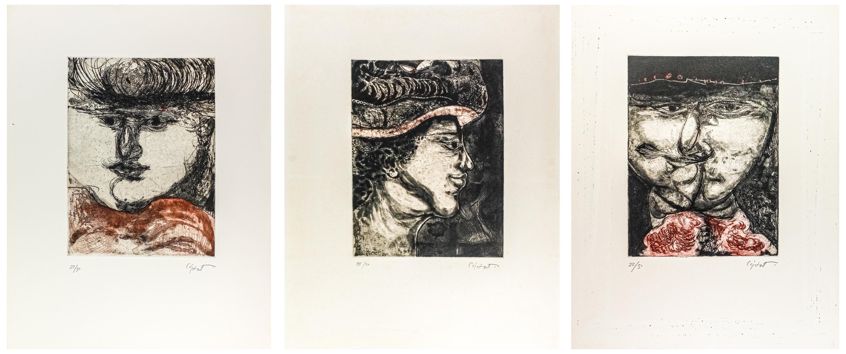 Modest Cuixart | Tres aguafuertes de la serie Rostros de Arkaim | MutualArt