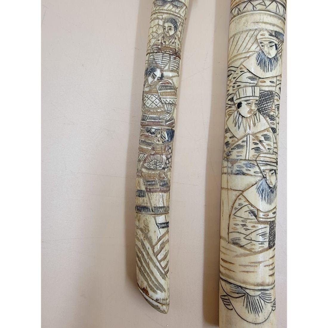 Lifetime | 4 Vintage Japanese Swords in Bone Scabbards & Sculpture ...